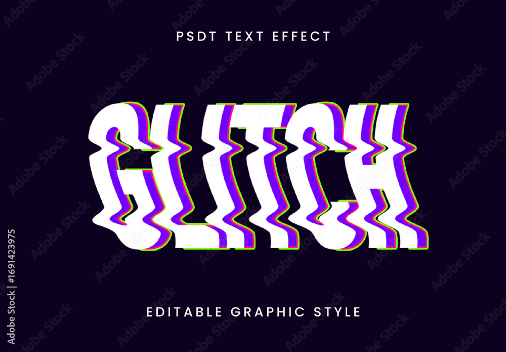 White Glitch RGB Font Distorted Wavy Text Effect Stock Template | Adobe ...