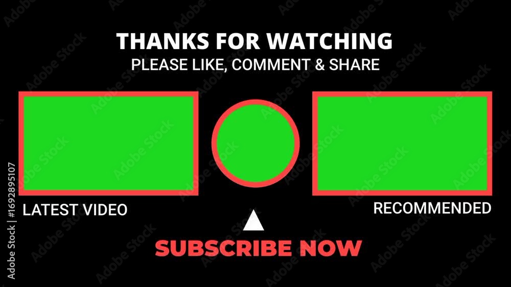 YouTube End Screen Template with Green Screen Placeholders | YouTube ...