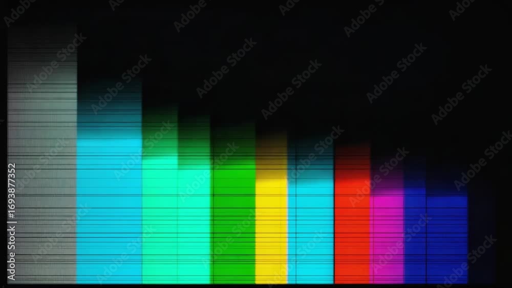 vertical color bars on tv, retro video test pattern with noise Stock ...