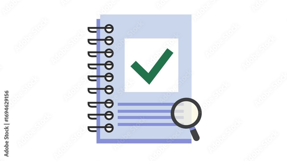 Correct checkmark on the data validation checklist icon in a cartoon ...