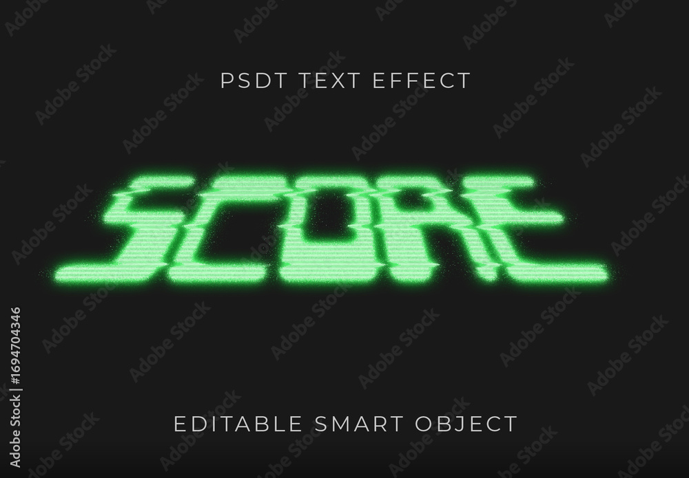 Green CRT Scanline Arcade Text Effect Glitch Neon Font Stock Template ...
