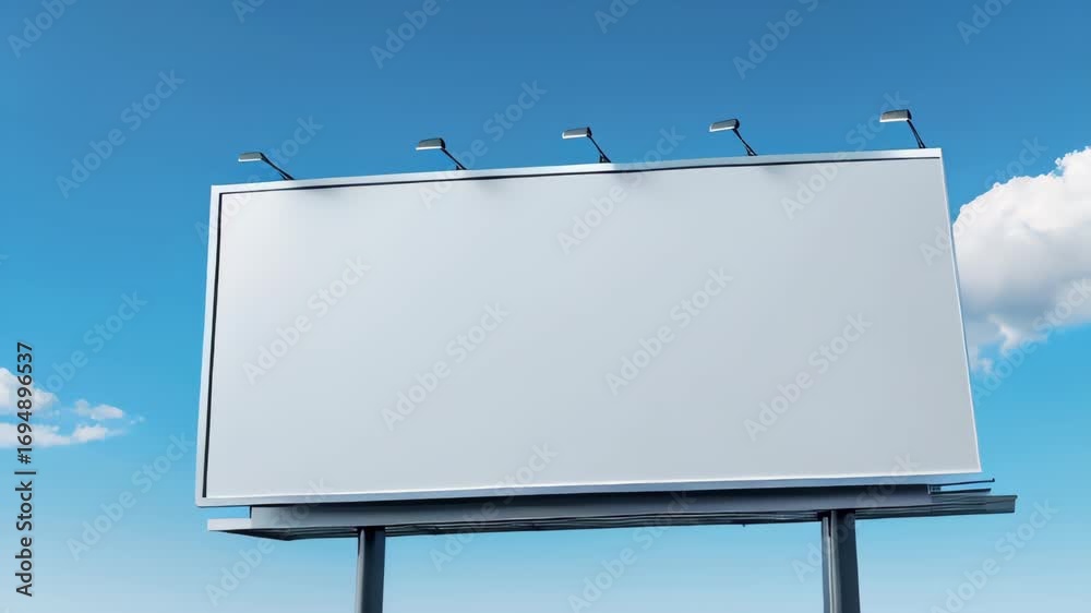Video showing a massive white billboard standing prominently, capturing ...