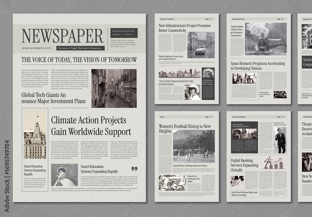 Classic Vintage Newspaper Design Template Stock Template | Adobe Stock