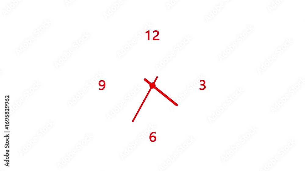 analog clock Seamless loop for presentation, interface 12 hours clock ...
