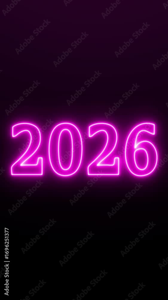 Futuristic glowing neon light 2026 text. Animated text 2026 neon ...
