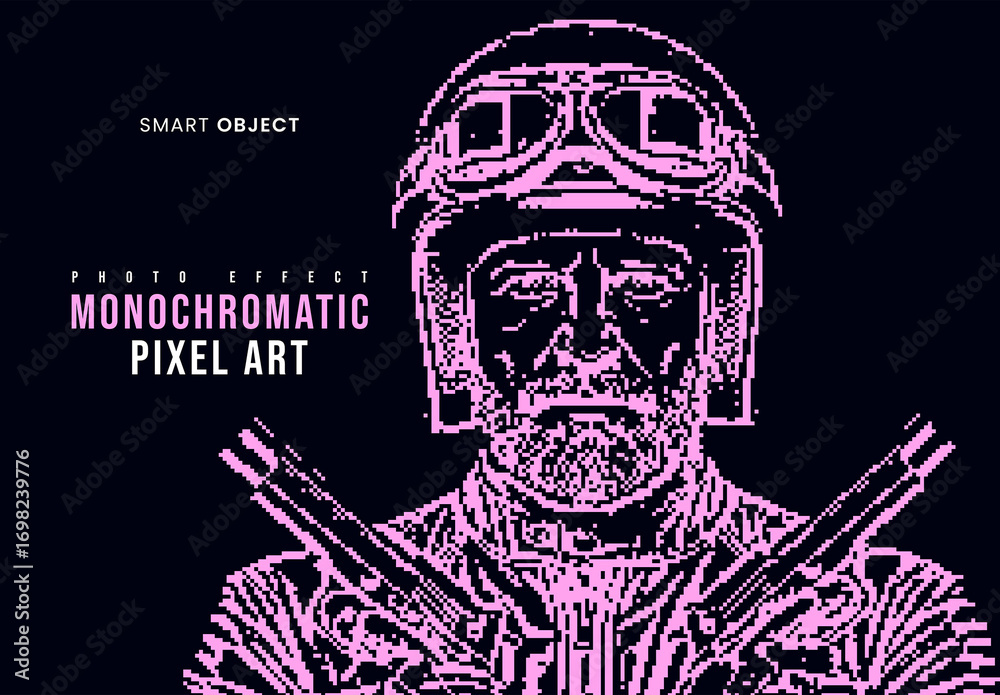 Monochromatic Pixel Art Photo Effect Stock Template | Adobe Stock