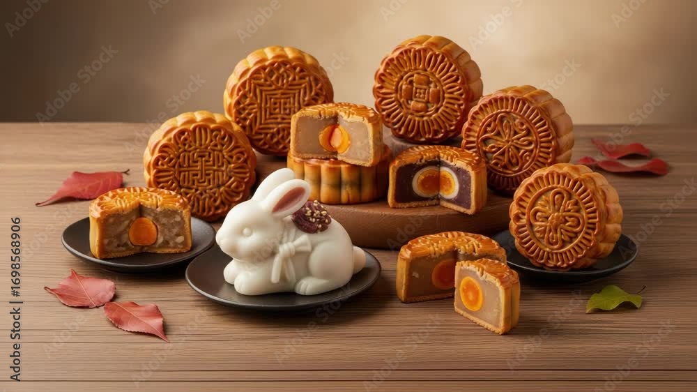 Delicious mooncakes, traditional pastries, for Mid-Autumn Festival ...