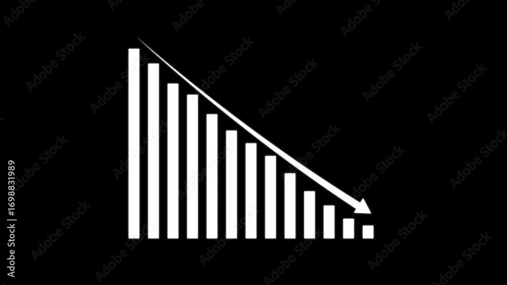 Loss concept business graph animation on black background. Bar chart ...