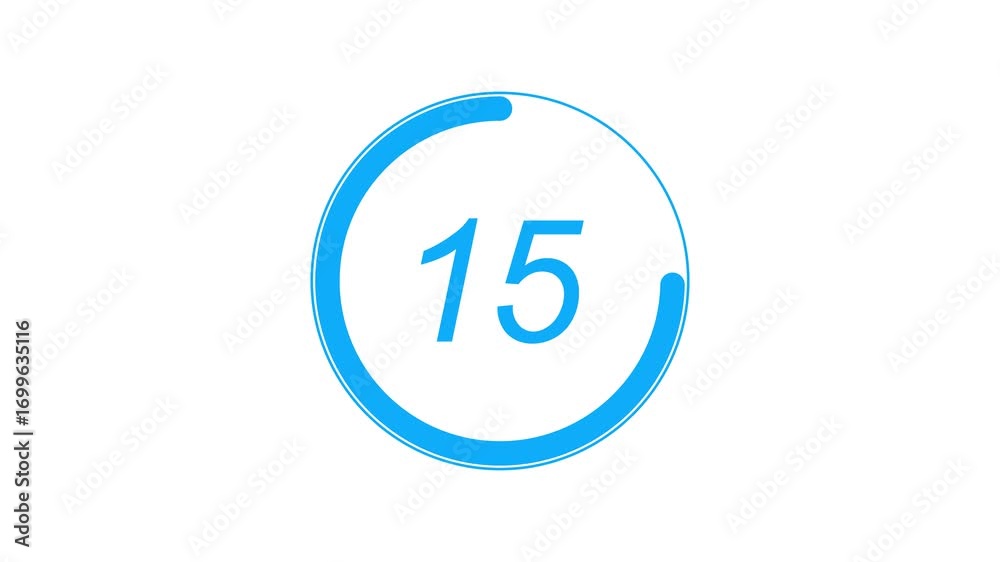 Circle countdown timer animation from 20 to 0 second animation on black ...
