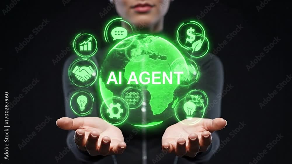 AI agent and generative artificial intelligence concept. Businessman ...
