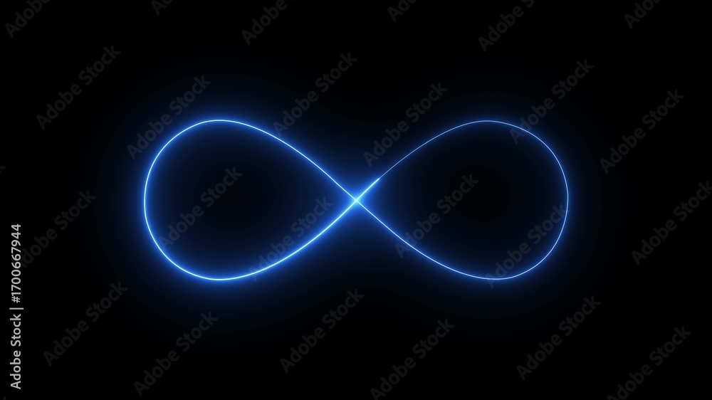 Glowing neon Blue Infinity symbol icon Animation on Black Background ...
