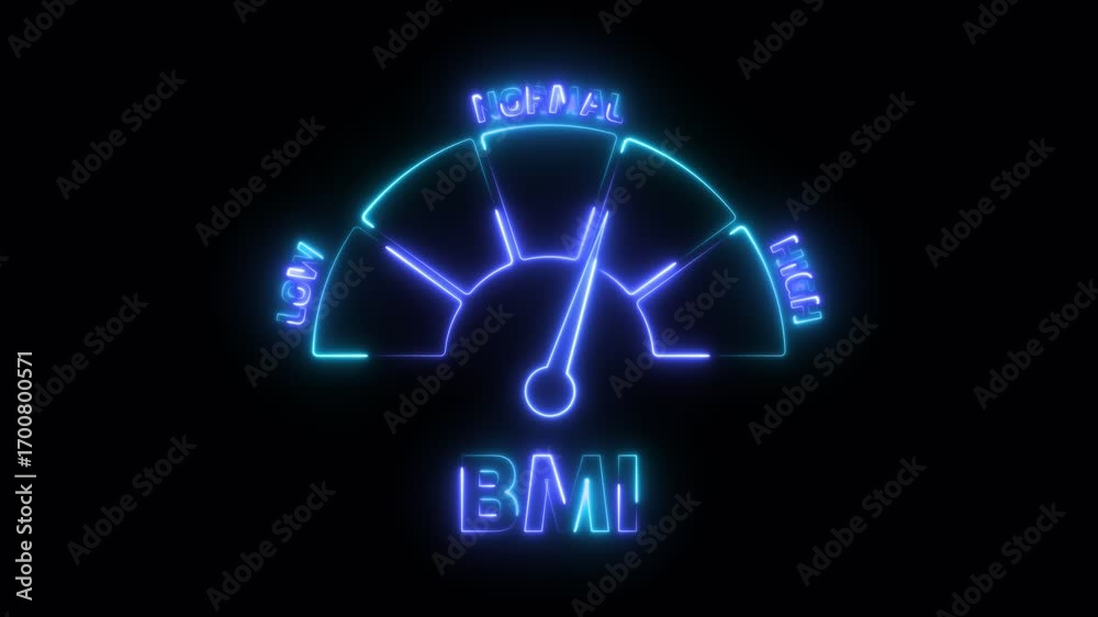 Animated Neon Glow BMI Meter Transitioning from Healthy to Obese for ...