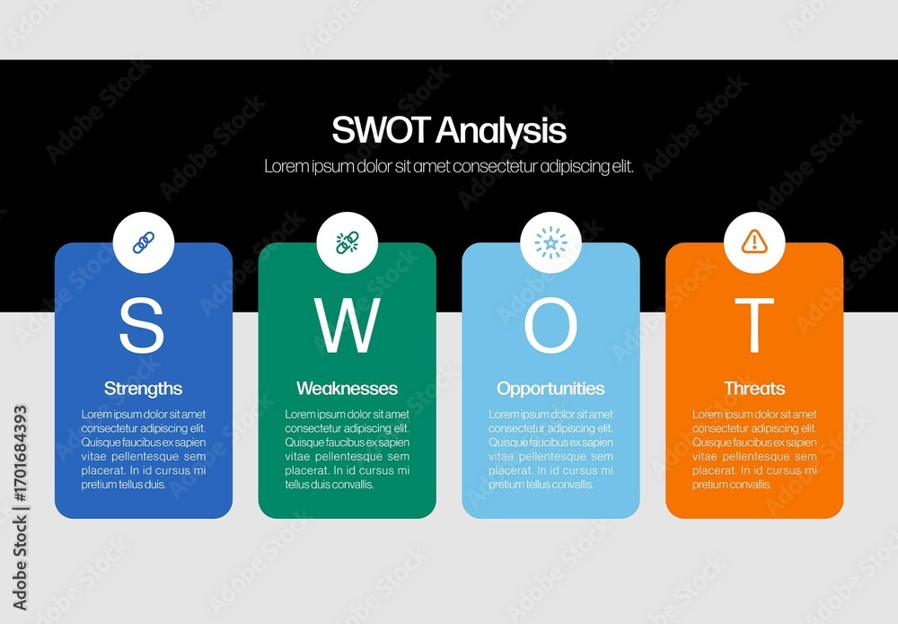 SWOT Analysis Infographic Template with Bold Colors for Strength ...