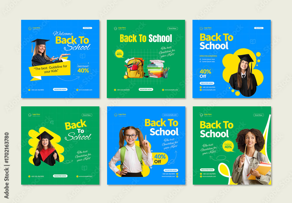 Modern Back to School Sale Social Media Post Template Stock Template ...