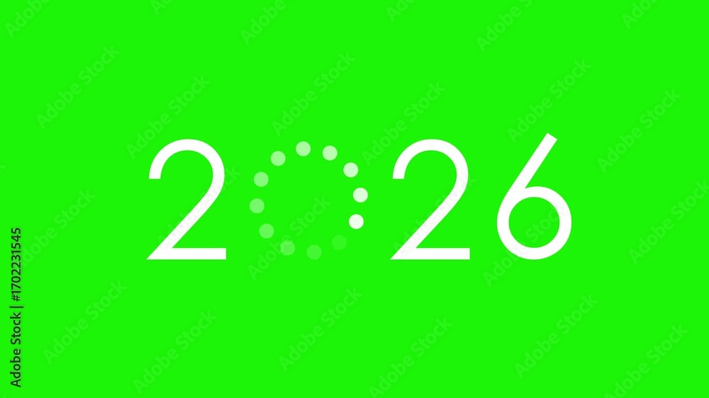 Animation 2026 happy new year, loading 2026 green screen, towards 2026 ...