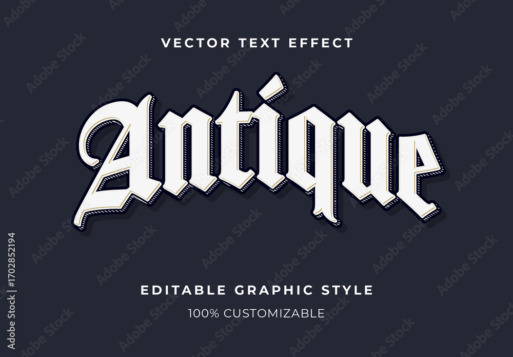 White And Black Victorian Filigree Shadow Type Text Effect Antique ...