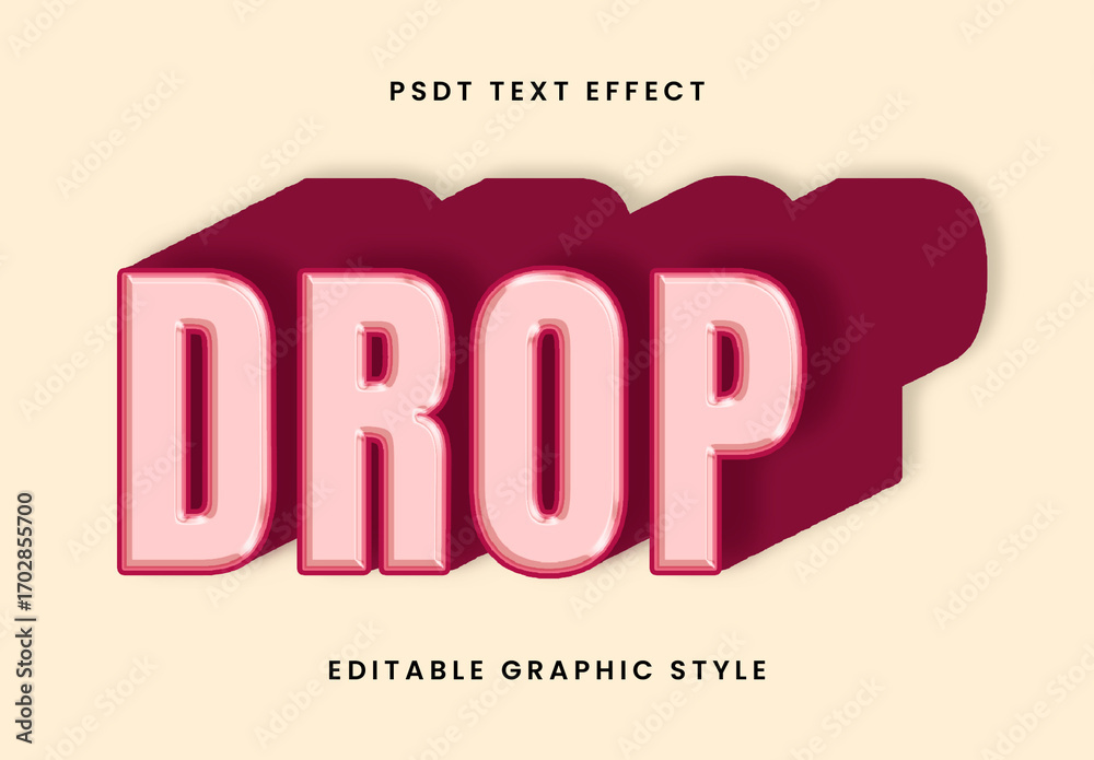 Pink Drop Shadow Text Effect Glossy Bold Font Stock Template | Adobe Stock