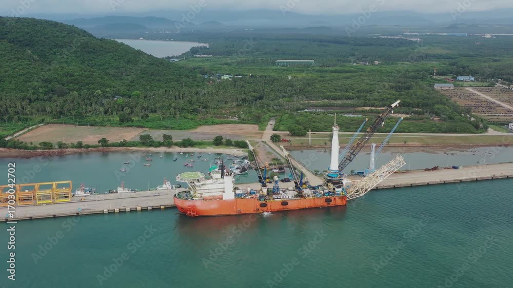Pipeline installation barge for S Lay method and a jack up rig in a ...