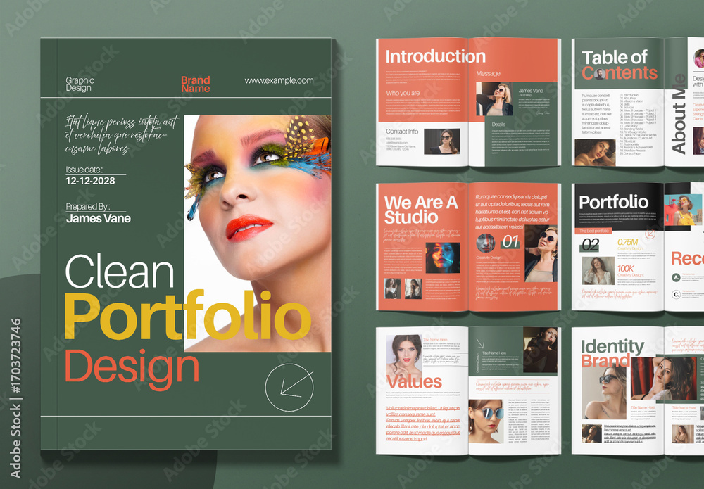 Clean Magazine With Portfolio Design Layout Stock Template | Adobe Stock