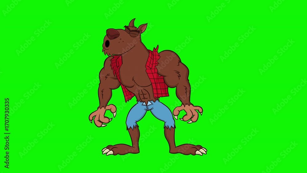Werewolf Cartoon Character Howling In Moonlight - 4K Animation Video ...