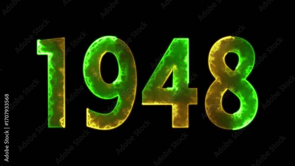 1948 neon line text animation. 1948 year text effect with neon glow ...