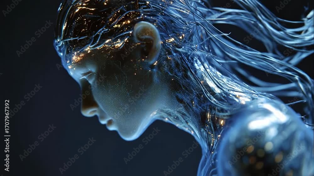generative animation. A character in the technology of the future. The ...