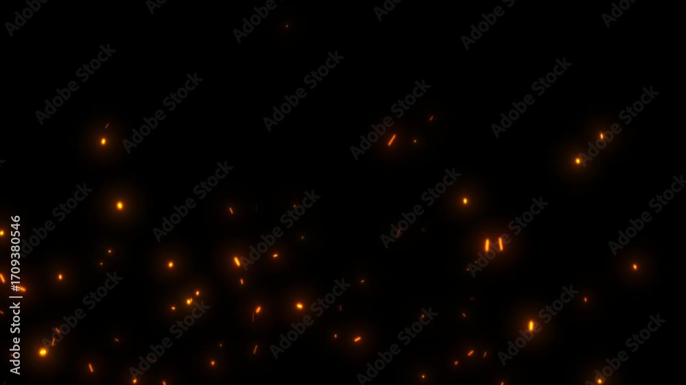 Particles flying in wind on fire background Animation. Seamless loop ...