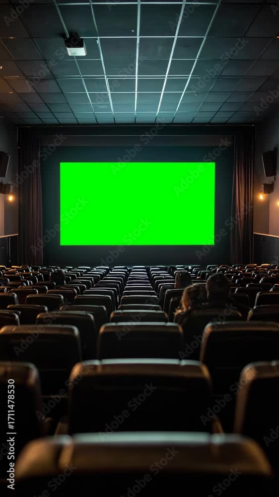 Stockvideon Empty cinema auditorium, dark interior with rows of vacant ...