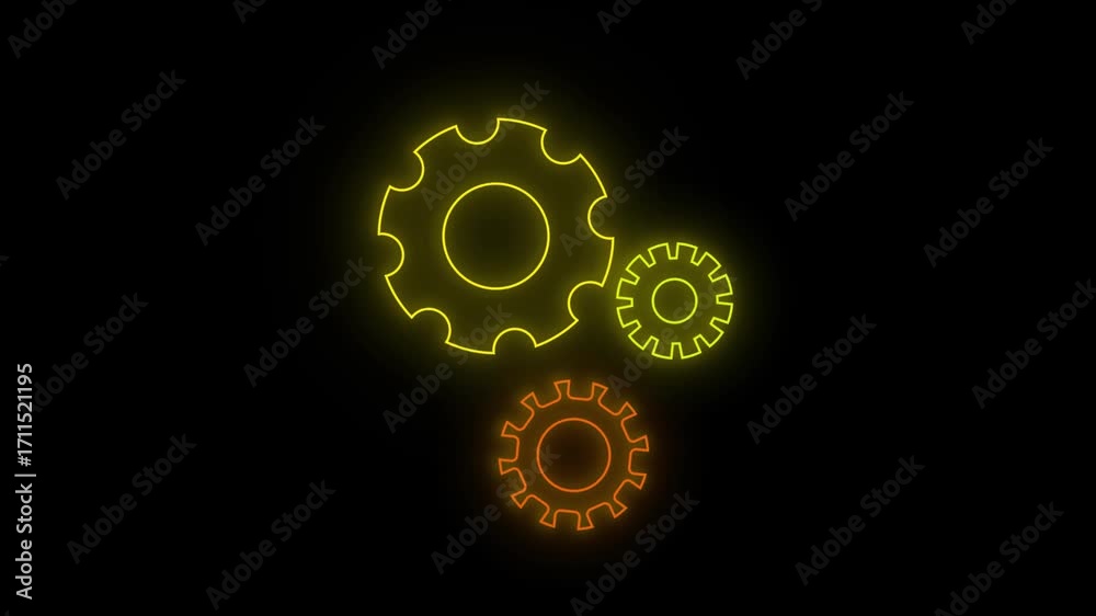 High Quality Glowing Settings Icon Animation with Futuristic Gear ...