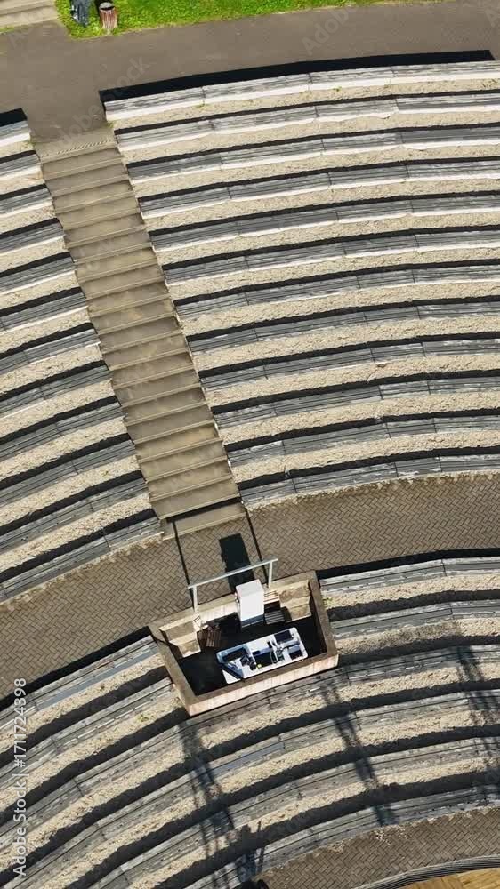 Sunlit Sun Hill open air amphitheater in Talsi, Latvia, displaying ...