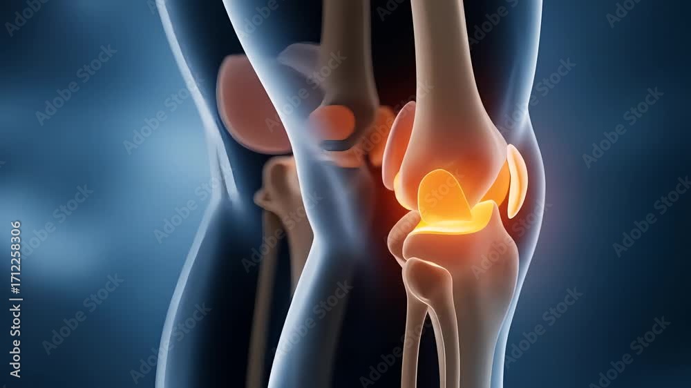 Animated Human Knee Joint Anatomy with Ligaments and Bone Structure ...