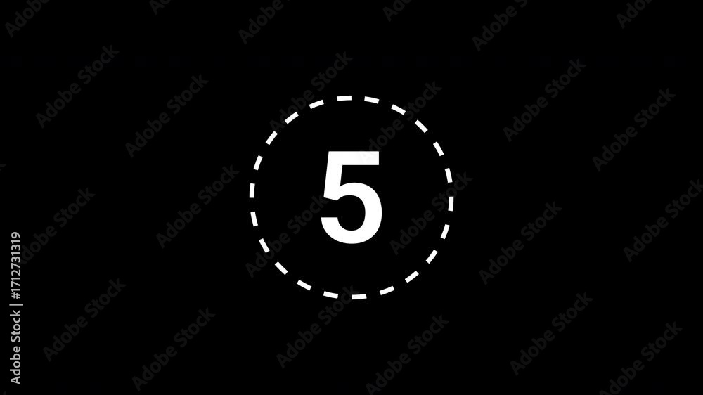 Second Countdown Timer HD Looping Animation with Transparent Background and Modern Digital ...