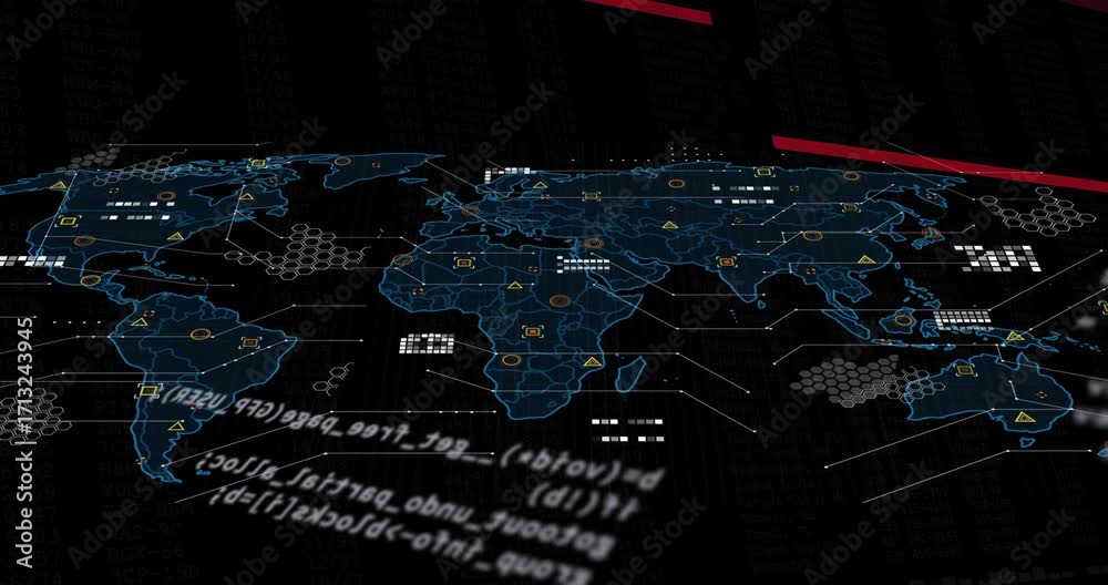 Vidéo Stock Code scrolling starting wireframe map emerging popping ...