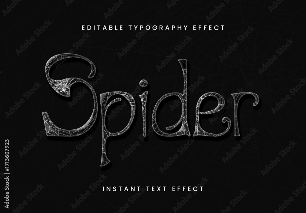 Black And Gray Cobweb Spooky Text Effect Spiderweb Font Stock Template ...