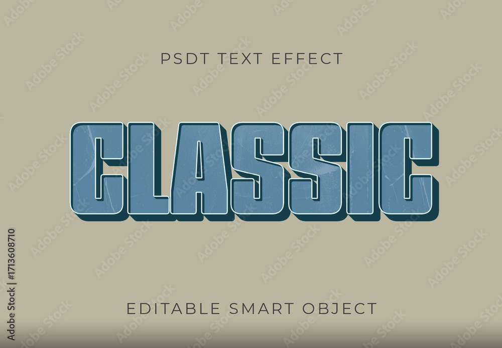 Blue And White 3D Extruded Script Retro Text Effect Embossed Vintage ...