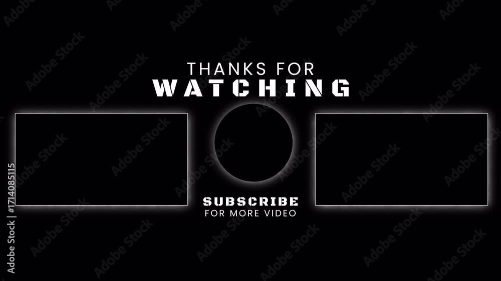 Animated thanks for watching black and white YouTube End screen outro ...