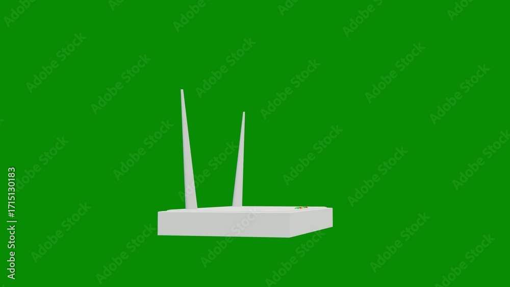3D Animated WiFi router spinning animation with two Antennas and ...