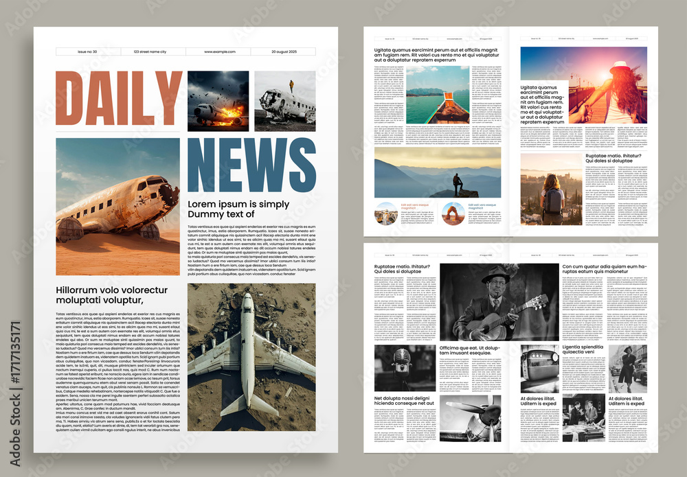 Classic Digital Newspaper Design Layout Stock Template | Adobe Stock