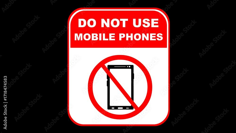 video animation signage do not use mobile phones device, on a ...
