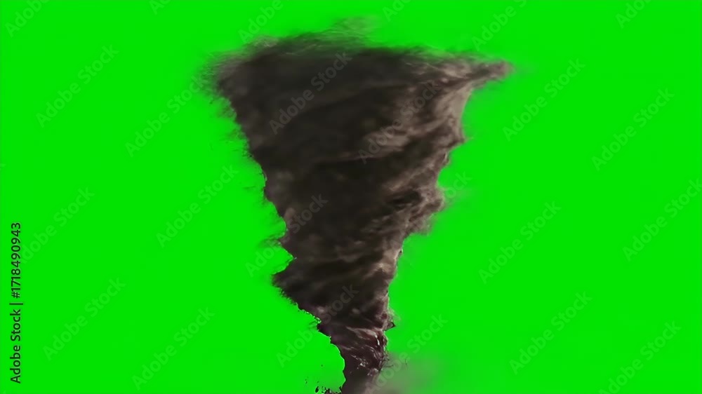 Dynamic simulation of a dark tornado VFX element with green screen ...