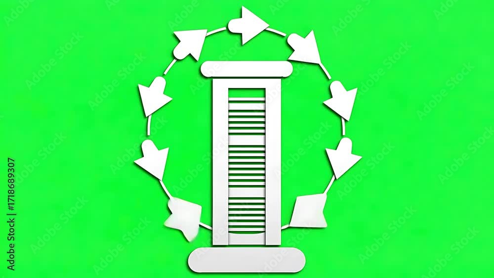 3D Server Rack with Circular Arrows on Green Screen Background, Data ...