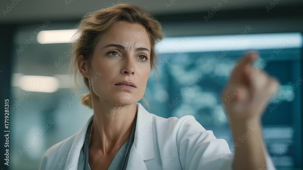 Video „female doctor explaining complex medical process using flowchart ...