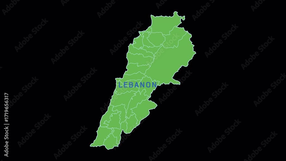 Lebanon: A Detailed Animated Map of its Provinces and Regions Stock ...