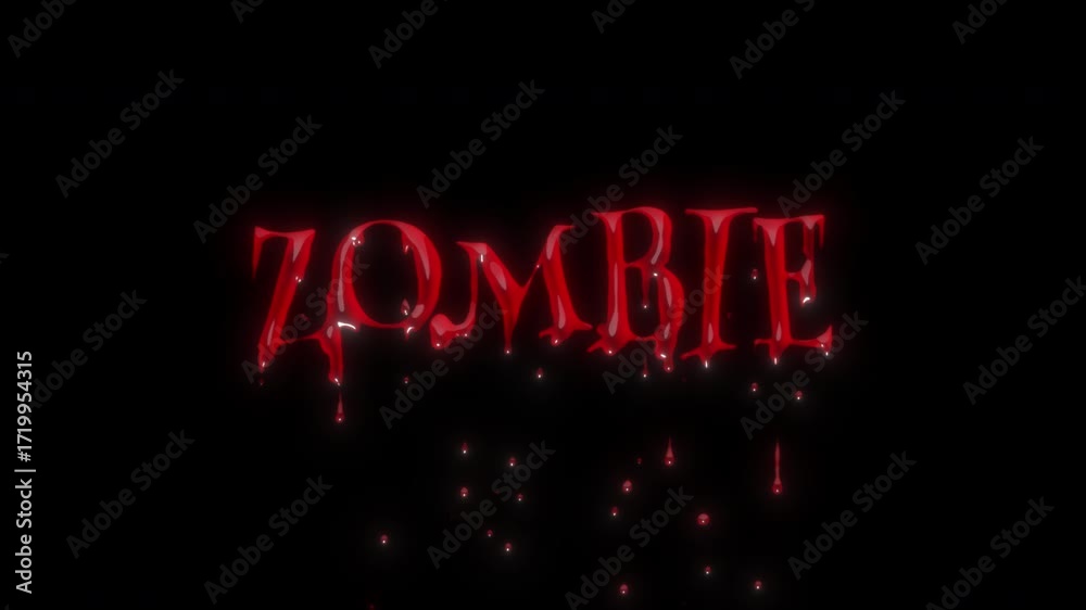 Zombie text with dripping blood on alpha channel. Halloween party ...