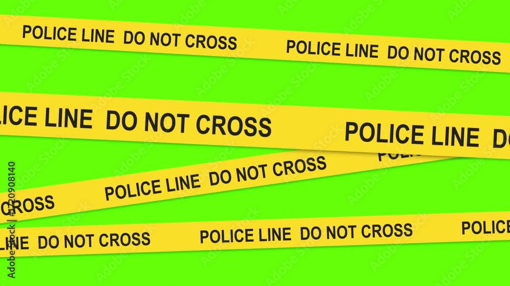 Police line, do not cross, caution yellow tape, Dynamic animated yellow ...