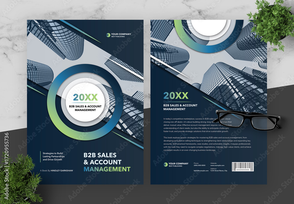 Green And Blue B2B Book Cover Stock Template | Adobe Stock