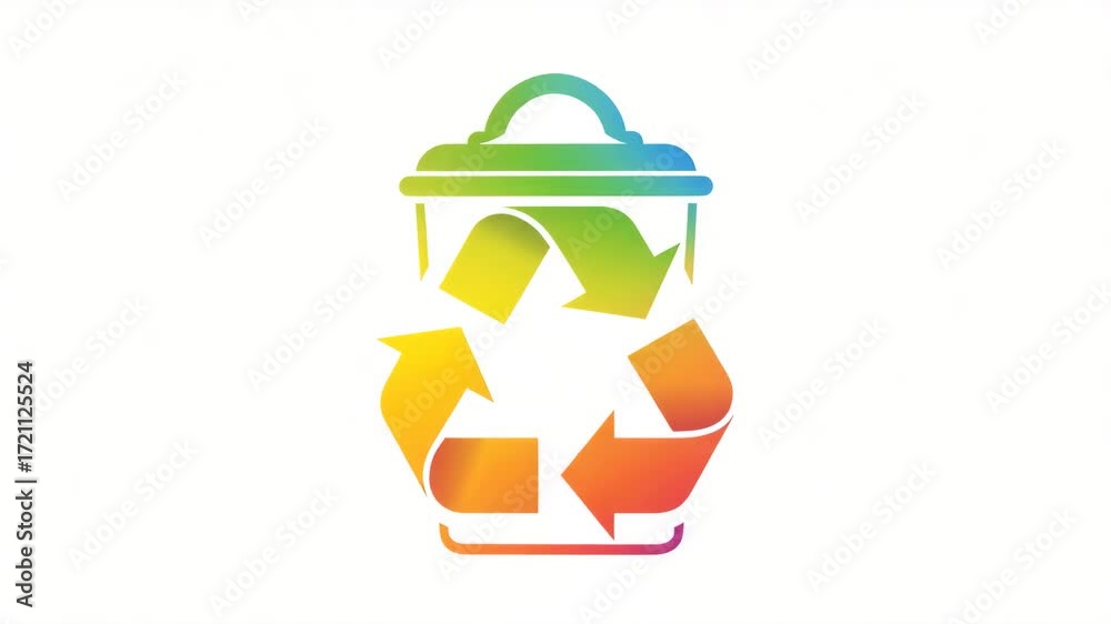 Recycling bin logo design with the recycling symbol in a colorful ...