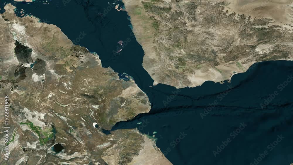 Detailed Map of Bab el Mandeb Strait Area Stock Video | Adobe Stock