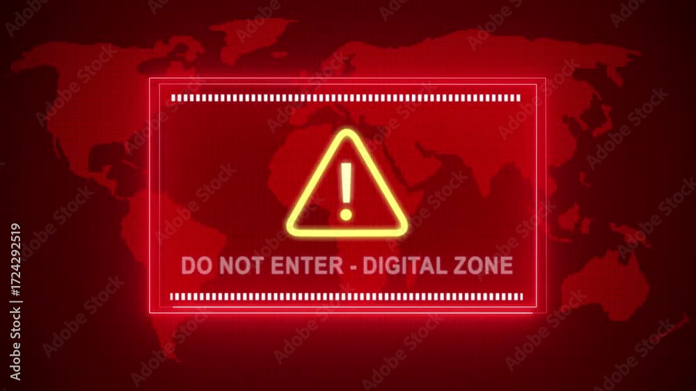 Do not enter - Digital zone warning. Cybersecurity defense and system ...