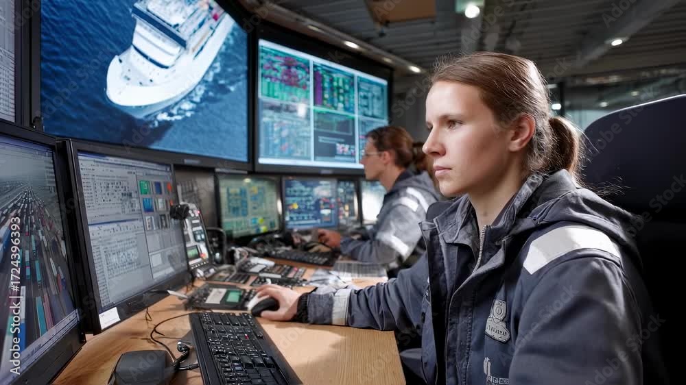 Inside a logistics control room logistics coordinators analyze realtime ...
